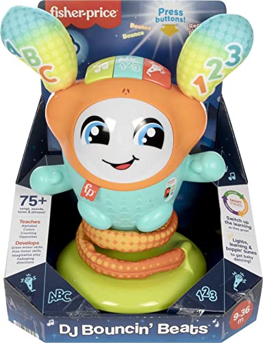 Fisher-Price Baby & Toddler Learning Toy Dj Bouncin’ Beats With Music Lights & Bouncing Action For Ages 6+ Months