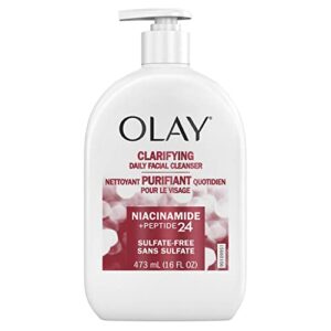 olay niacinamide + peptide 24 face wash, clarifying, sulfate-free, 16 oz