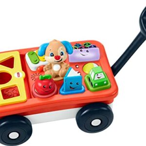 Fisher-Price Laugh & Learn Baby & Toddler Toy, Pull & Play Learning Wagon With Smart Stages & 4 Pieces For Ages 6+ Months [Amazon Exclusive]