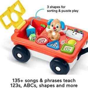 Fisher-Price Laugh & Learn Baby & Toddler Toy, Pull & Play Learning Wagon With Smart Stages & 4 Pieces For Ages 6+ Months [Amazon Exclusive]