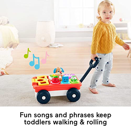 Fisher-Price Laugh & Learn Baby & Toddler Toy, Pull & Play Learning Wagon With Smart Stages & 4 Pieces For Ages 6+ Months [Amazon Exclusive]