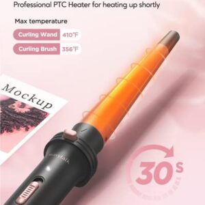 Wavytalk 5 in 1 Curling Iron,Curling Wand Set with Curling Brush and 4 Interchangeable Ceramic Curling Wand(0.5”-1.25”),Instant Heat Up,Include Heat Protective Glove & 2 Clips