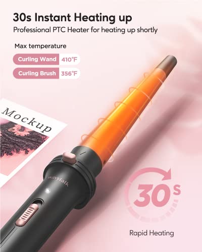 Wavytalk 5 in 1 Curling Iron,Curling Wand Set with Curling Brush and 4 Interchangeable Ceramic Curling Wand(0.5”-1.25”),Instant Heat Up,Include Heat Protective Glove & 2 Clips