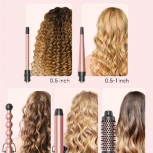 Wavytalk 5 in 1 Curling Iron,Curling Wand Set with Curling Brush and 4 Interchangeable Ceramic Curling Wand(0.5”-1.25”),Instant Heat Up,Include Heat Protective Glove & 2 Clips