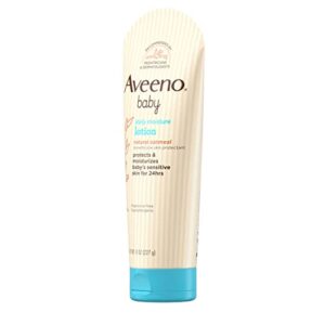 Aveeno Baby Daily Moisture Lotion for Delicate Skin with Natural Colloidal Oatmeal & Dimethicone, Hypoallergenic Moisturizing Baby Lotion, Fragrance-, Phthalate- & Paraben-Free, 8 fl. oz