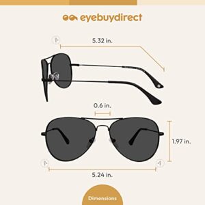 EYEBUYDIRECT Aviator Sunglasses for Women and Men, Scratch-Resistant Sunglasses for Women and Men with UV Protection, Non-Polarized, Good Vibrations - Large