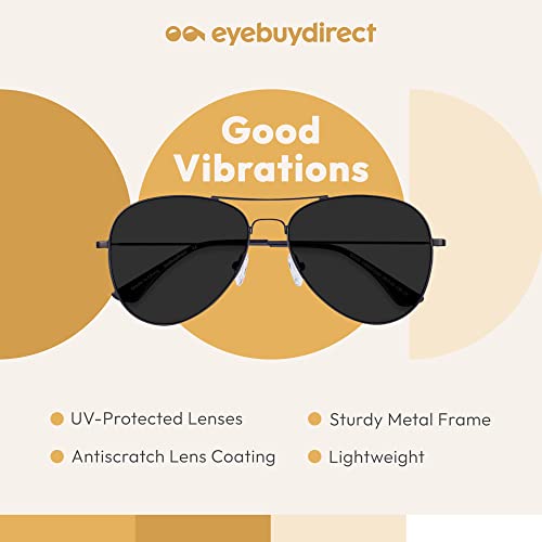 EYEBUYDIRECT Aviator Sunglasses for Women and Men, Scratch-Resistant Sunglasses for Women and Men with UV Protection, Non-Polarized, Good Vibrations - Large