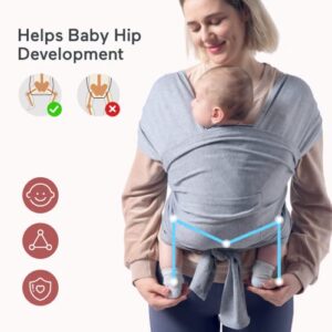 Momcozy Baby Wrap Carrier Slings, Easy to Wear Infant Carrier Slings for Babies Girl and Boy, Adjustable Baby Carriers for Newborn up to 50 lbs, Grey