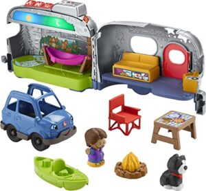 fisher-price little people toddler playset, light-up learning camper, electronic toy with lights and music for ages 1-5 years