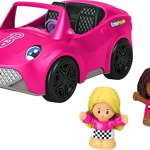 Fisher-Price Little People Barbie Toddler Toy Car Convertible with Music Sounds & 2 Figures for Pretend Play Ages 18+ Months