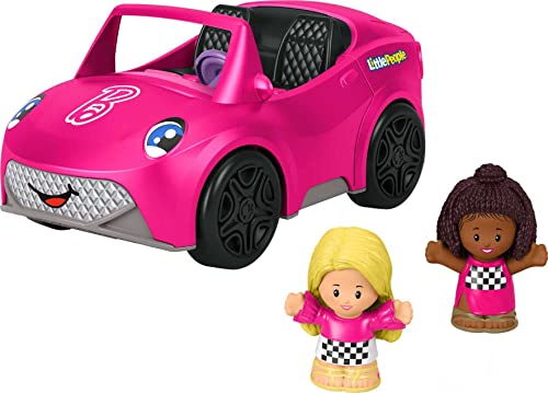 Fisher-Price Little People Barbie Toddler Toy Car Convertible with Music Sounds & 2 Figures for Pretend Play Ages 18+ Months