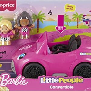 Fisher-Price Little People Barbie Toddler Toy Car Convertible with Music Sounds & 2 Figures for Pretend Play Ages 18+ Months