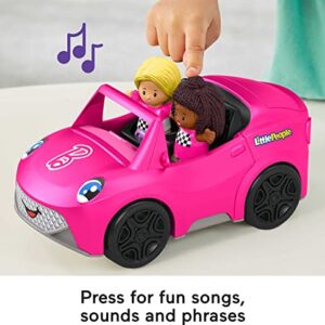 Fisher-Price Little People Barbie Toddler Toy Car Convertible with Music Sounds & 2 Figures for Pretend Play Ages 18+ Months