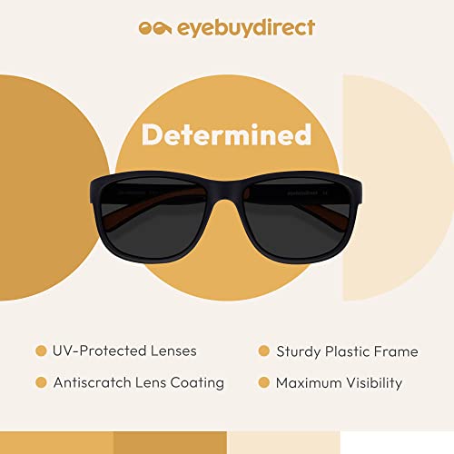 EYEBUYDIRECT Rectangle Sunglasses, Scratch-Resistant Sunglasses for Women and Men with UV Protection, DeterminedCurrent, Polarized