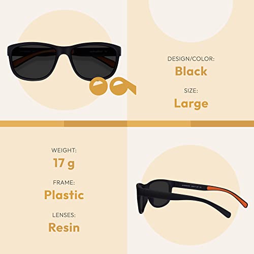 EYEBUYDIRECT Rectangle Sunglasses, Scratch-Resistant Sunglasses for Women and Men with UV Protection, DeterminedCurrent, Polarized