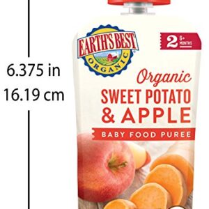 Earth's Best Organic Stage 2 Baby Food, Sweet Potato and Apple, 4 oz. Pouch (Pack of 12)