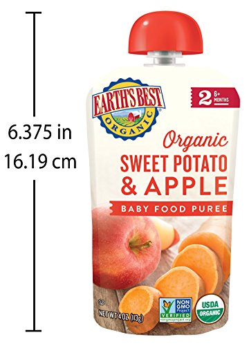 Earth's Best Organic Stage 2 Baby Food, Sweet Potato and Apple, 4 oz. Pouch (Pack of 12)