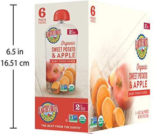 Earth's Best Organic Stage 2 Baby Food, Sweet Potato and Apple, 4 oz. Pouch (Pack of 12)