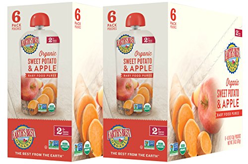 Earth's Best Organic Stage 2 Baby Food, Sweet Potato and Apple, 4 oz. Pouch (Pack of 12)