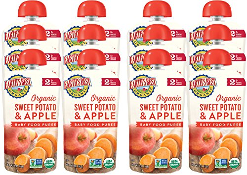 Earth's Best Organic Stage 2 Baby Food, Sweet Potato and Apple, 4 oz. Pouch (Pack of 12)