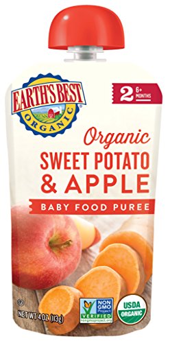 Earth's Best Organic Stage 2 Baby Food, Sweet Potato and Apple, 4 oz. Pouch (Pack of 12)