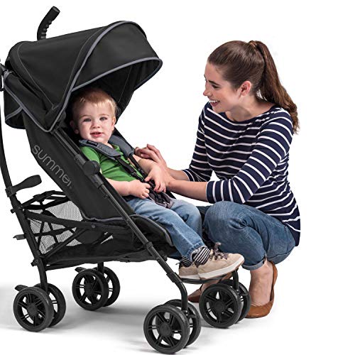 Summer 3Dlite+ Convenience Stroller, Matte Black – Lightweight Umbrella Stroller with Oversized Canopy, Extra-Large Storage and Compact Fold