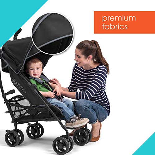 Summer 3Dlite+ Convenience Stroller, Matte Black – Lightweight Umbrella Stroller with Oversized Canopy, Extra-Large Storage and Compact Fold