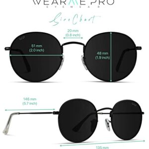 WearMe Pro - Reflective Lens Round Trendy Sunglasses (Gold Frame/Black Lens, 51)