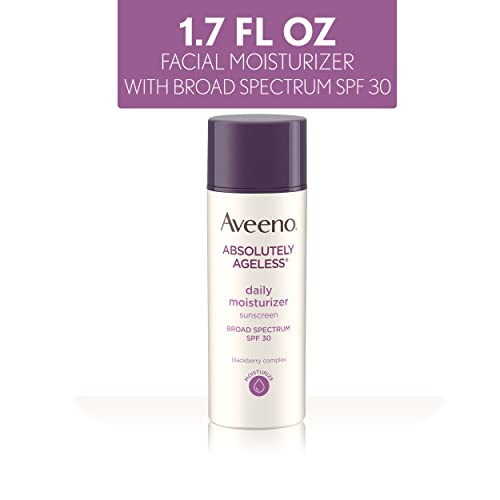 Aveeno Absolutely Ageless Daily Facial Moisturizer with Broad Spectrum SPF 30 Sunscreen, Antioxidant-Rich Blackberry Complex, Vitamins C & E, Hypoallergenic, Non-Comedogenic & Oil-Free, 1.7 fl. Oz