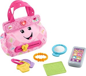 fisher-price laugh & learn baby & toddler toy my smart purse pretend dress up set with lights & learning songs for ages 6+ months