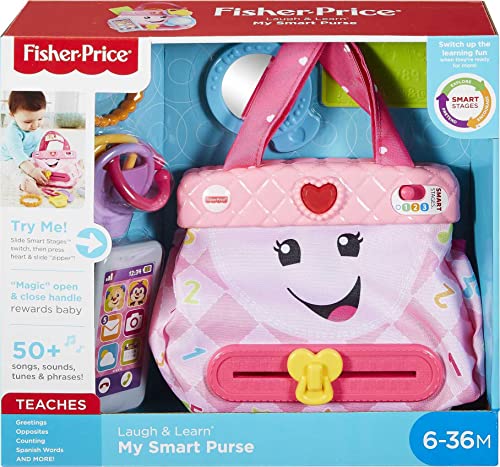 Fisher-Price Laugh & Learn Baby & Toddler Toy My Smart Purse Pretend Dress Up Set With Lights & Learning Songs For Ages 6+ Months