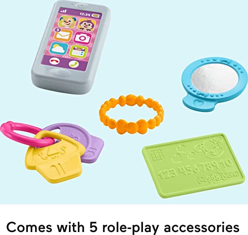 Fisher-Price Laugh & Learn Baby & Toddler Toy My Smart Purse Pretend Dress Up Set With Lights & Learning Songs For Ages 6+ Months