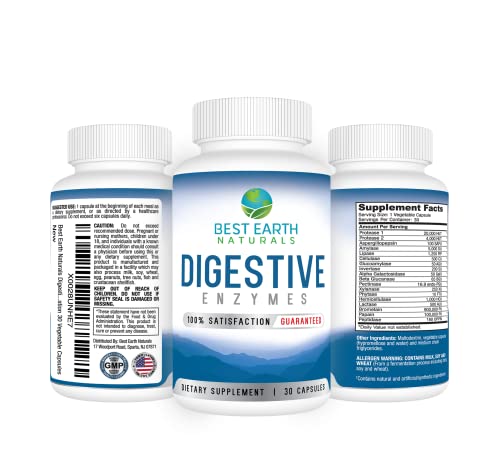 Best Earth Naturals Digestive Enzymes Maximum Strength Formula to Help Promote Healthy Digestion 30 Vegetable Capsules