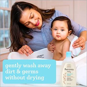 Aveeno Baby Daily Moisture Gentle Bath Wash & Shampoo with Natural Oat Extract, Hypoallergenic, Tear-Free & Paraben-Free Formula for Sensitive Hair & Skin, Lightly Scented, 18 Fl Oz (Pack of 3)