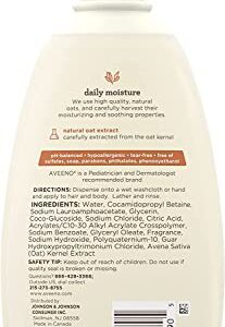 Aveeno Baby Daily Moisture Gentle Bath Wash & Shampoo with Natural Oat Extract, Hypoallergenic, Tear-Free & Paraben-Free Formula for Sensitive Hair & Skin, Lightly Scented, 18 Fl Oz (Pack of 3)