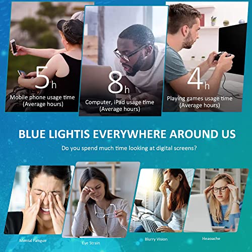 VisionGlobal Blue Light Blocking Glasses for Women, Anti Eyestrain, Computer Reading, TV Glasses, Stylish Square Frame, Anti Glare(+1.00 Magnification)