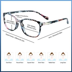 VisionGlobal Blue Light Blocking Glasses for Women, Anti Eyestrain, Computer Reading, TV Glasses, Stylish Square Frame, Anti Glare(+1.00 Magnification)