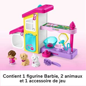 Fisher-Price Little People Barbie Toddler Playset Play and Care Pet Spa with Music Sounds & 4 Pieces for Ages 18+ Months