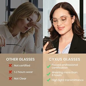 Cyxus Blue Light Glasses for Women Round Wire Frame UV Blocking Filter Computer Glasses Men Clear Lens Metal Eyewear Ultralight Relieve Digital Screen Eye Strain, Headache