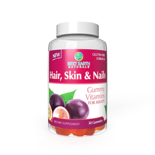 Best Earth Naturals Hair Skin & Nails Gummy Vitamins - Gluten Free, Delicious Gummies for Women & Men with Vitamins, Biotin, Collagen & More - 30 Count