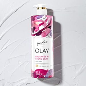 Olay Fearless Artist Series Skin Balancing Body Wash with Vitamin C and Notes of Apple Cider Vinegar 20 oz (Pack of 4)