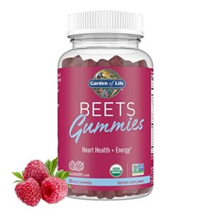 garden of life organic beet root gummies made from pectin with antioxidants, vitamin c, vitamin d & b12 for heart health & energy – beets gummies – vegan, gluten free, non gmo, raspberry, 30 servings