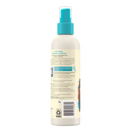 Aveeno Kids Hydrating Detangling Spray with Oat Extract, Quickly & Gently Detangles Kids' Hair, Tear-Free & Suitable for Skin & Scalp, Light Fragrance, Hypoallergenic, 10 fl. Oz