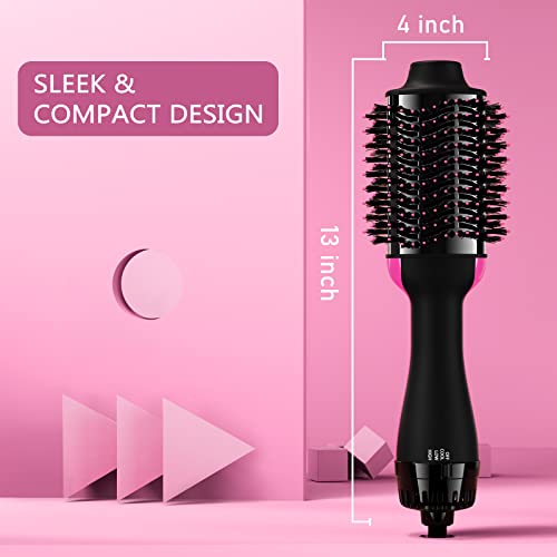 Hair Dryer Brush Blow Dryer Brush in One, 4 in 1 Styling Tools Blow Dryer with Ceramic Oval Barrel, Hair Dryer and Styler Volumizer, Hot Air Brush Hair Straightener Brush for All Hair Types