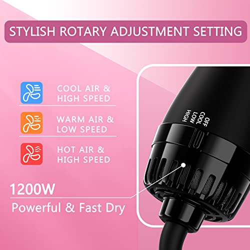 Hair Dryer Brush Blow Dryer Brush in One, 4 in 1 Styling Tools Blow Dryer with Ceramic Oval Barrel, Hair Dryer and Styler Volumizer, Hot Air Brush Hair Straightener Brush for All Hair Types