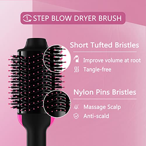 Hair Dryer Brush Blow Dryer Brush in One, 4 in 1 Styling Tools Blow Dryer with Ceramic Oval Barrel, Hair Dryer and Styler Volumizer, Hot Air Brush Hair Straightener Brush for All Hair Types