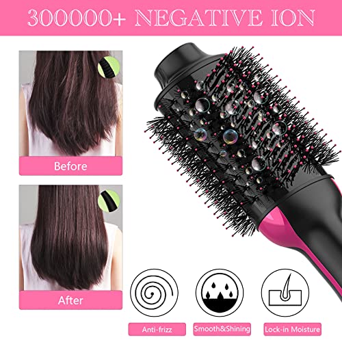 Hair Dryer Brush Blow Dryer Brush in One, 4 in 1 One-Step Hair Dryer and Styler Volumizer with Negative Ion Ceramic Hot Air Styling Brush, Professional Salon Hair Straightener Brush 75MM Oval Barrel