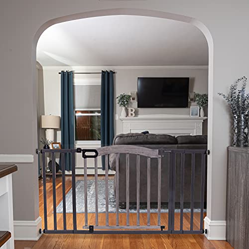 Summer Infant Summer Decorative Wood & Metal Safety Baby Gate, Fits Openings 36" to 60" Wide, Taupe Wood & Metal Finish, for Doorways, 32" Tall Walk-Through Baby & Pet Gate, Gray, One Size