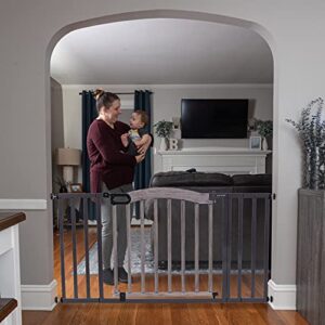 Summer Infant Summer Decorative Wood & Metal Safety Baby Gate, Fits Openings 36" to 60" Wide, Taupe Wood & Metal Finish, for Doorways, 32" Tall Walk-Through Baby & Pet Gate, Gray, One Size