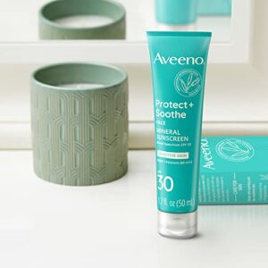 Aveeno Protect + Soothe Face Mineral Sunscreen with Broad Spectrum SPF 30 for Sensitive Skin, Lightweight & Non-Greasy Face Sunscreen, Water-Resistant UVA/UVB Protection, 1.7 fl. oz